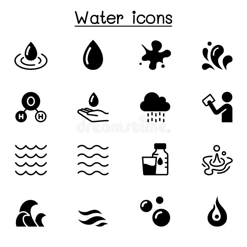 Water, Liquid, Aqua Icon Set Vector Illustration Graphic Design Stock ...