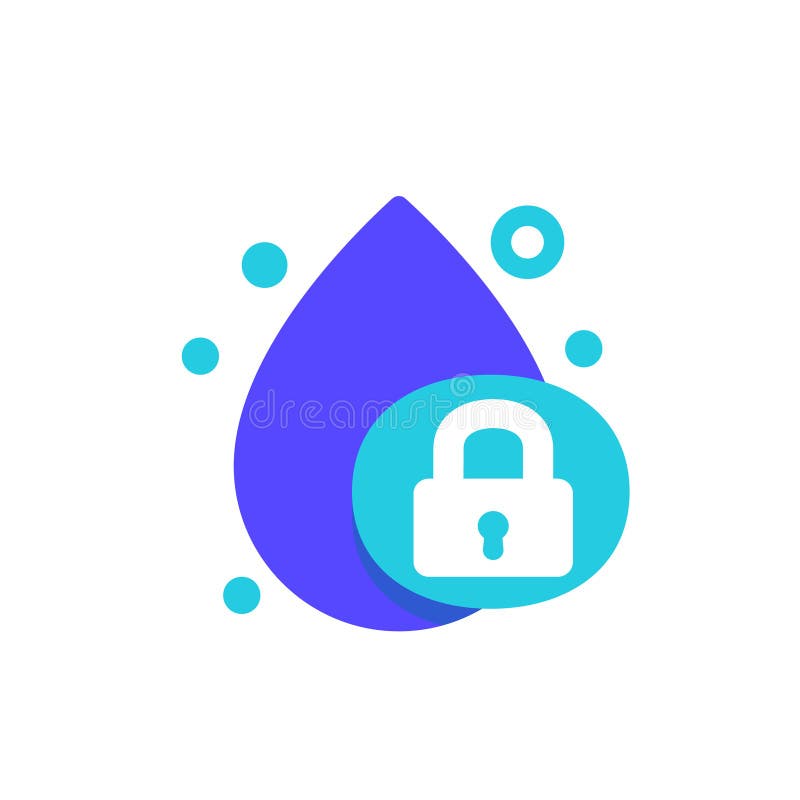 Water Lock Icon, Drop and Padlock Vector Stock Vector - Illustration of ...
