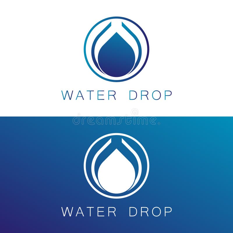 Water Logo. Blue Water Drop Linked with Circle Line Around Isolated on ...