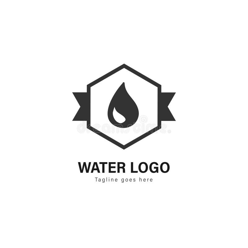 Water Logo Template Design. Water Logo with Modern Frame Isolated on ...
