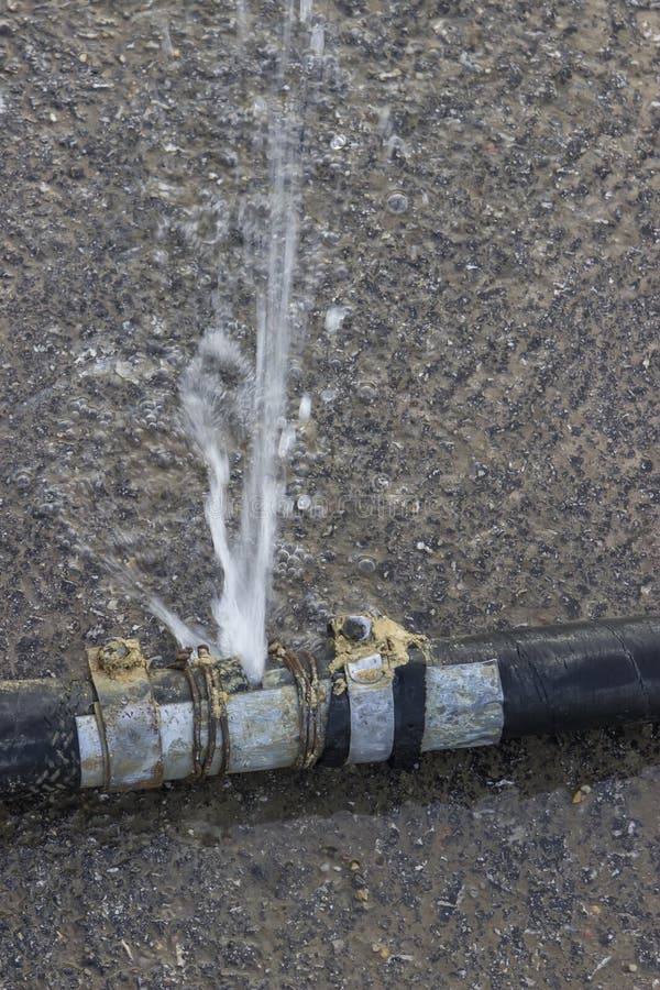 Broken Pvc Pipe In Trench Leaks Water Stock Photo - Image of leak ...