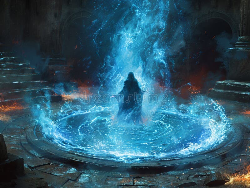 Water Magic Spell Being Cast Stock Illustration - Illustration of ...