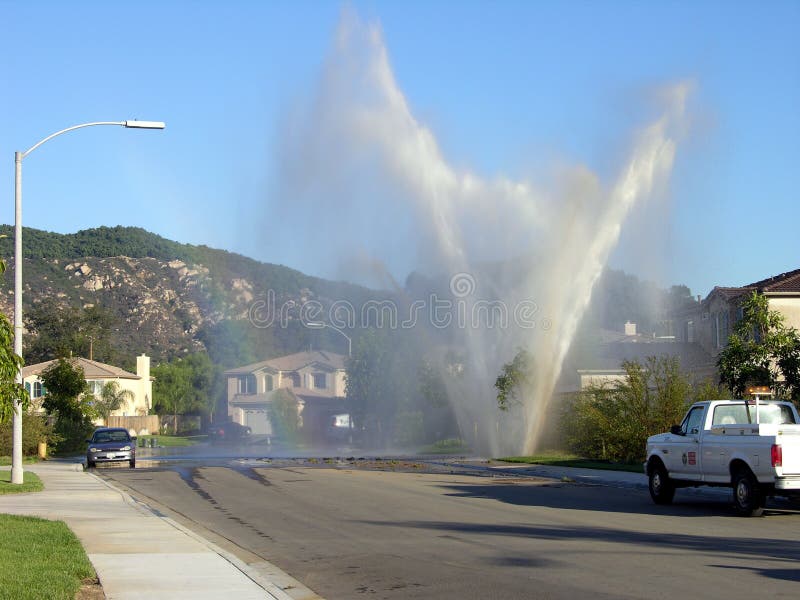Water Main Explosion stock photo. Image of fountain, explode - 4666162