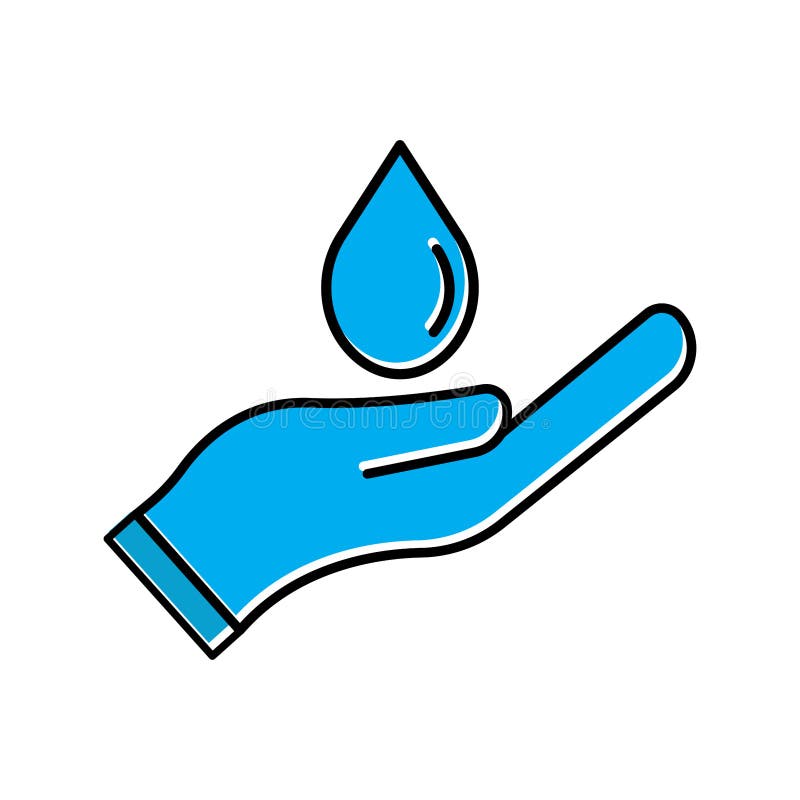 Water Management Flat Icon, Hand and Drop Water Icon. Design Vector ...
