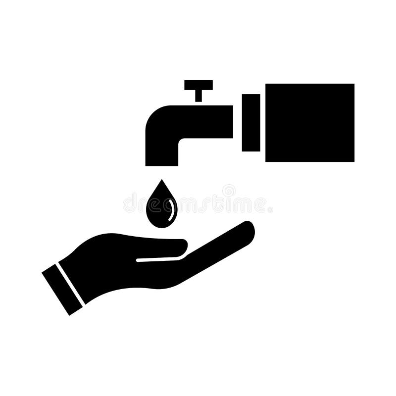 Water Management Line Icon, Hand and Drop Water Icon. Design Vector ...