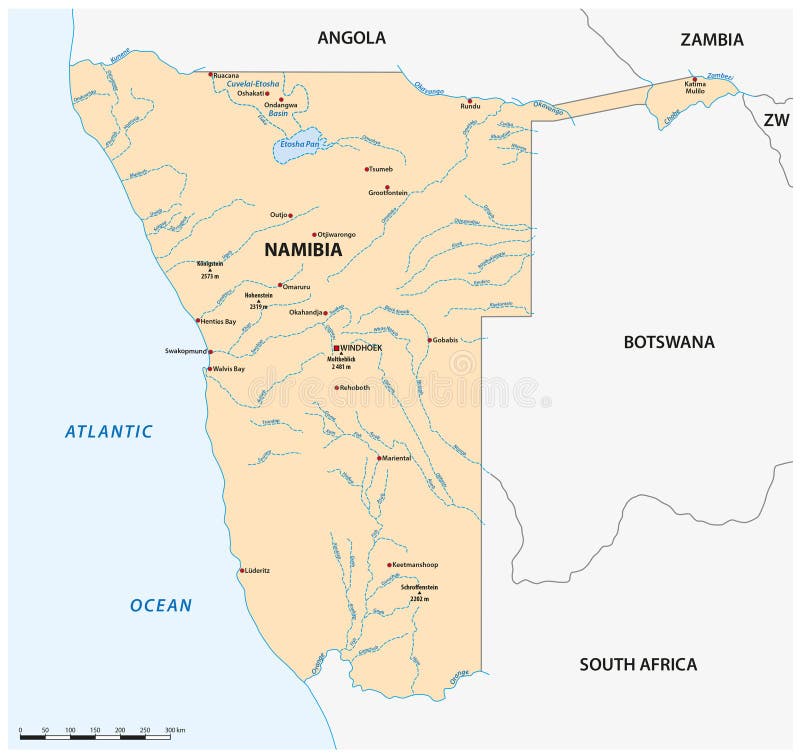 Water Map of the African Country Namibia Stock Illustration - Illustration of abstract, contour ...
