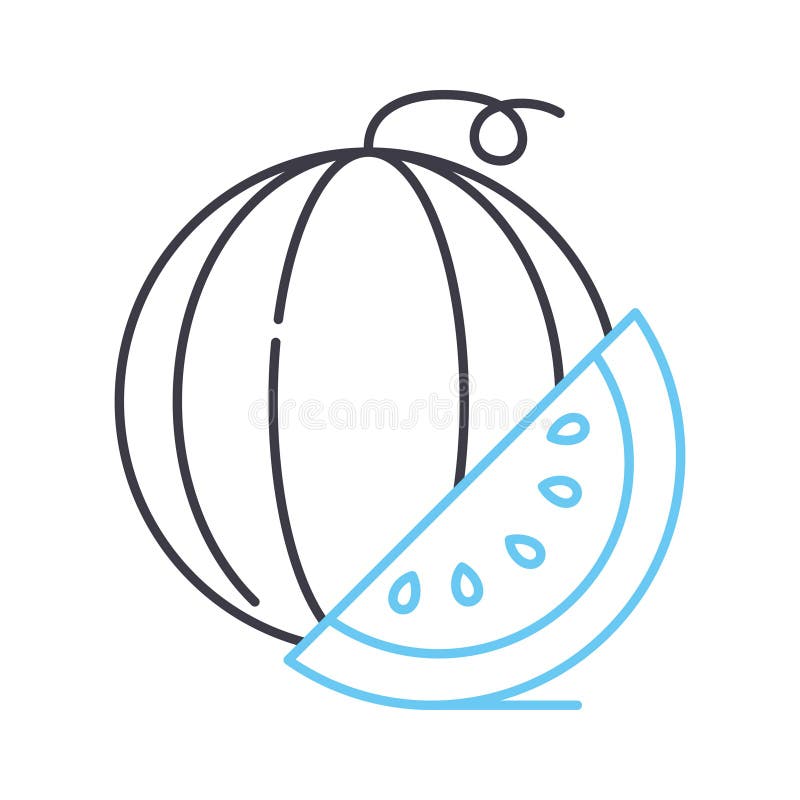 Water Melon Line Icon, Outline Symbol, Vector Illustration, Concept ...