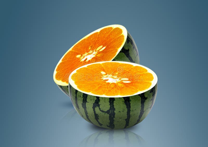 Water Melon and Orange Inside Stock Photo - Image of achievement ...