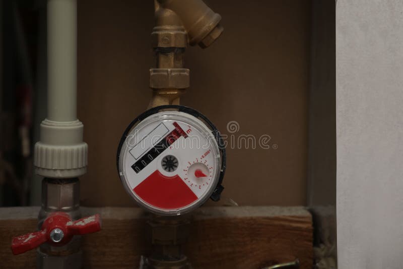 Water Meter and Ceramic Tile on Wall, Closeup Stock Photo - Image of ...