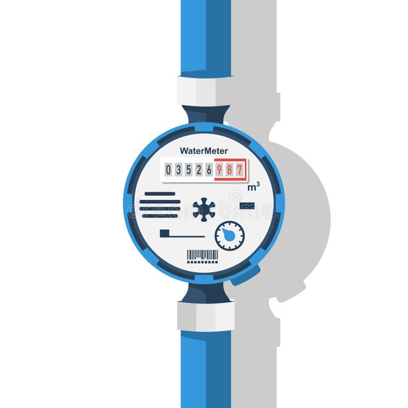 Water Meter. a Device for Measuring Hot Water Consumption Stock Vector ...