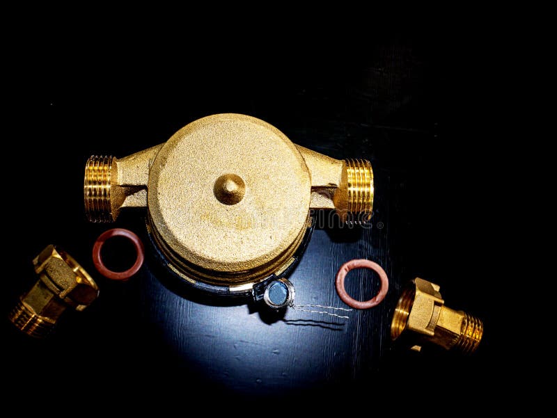 Water Meter with Threaded Connection for Nuts Stock Photo - Image of ...