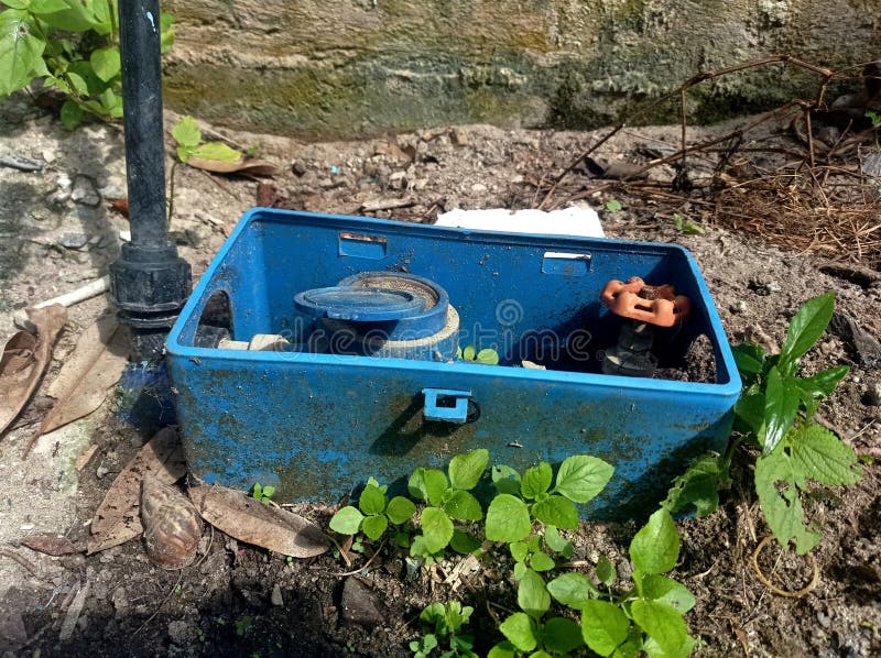 A Water Meter Whose Cover Has Been Damaged Stock Image - Image of ...