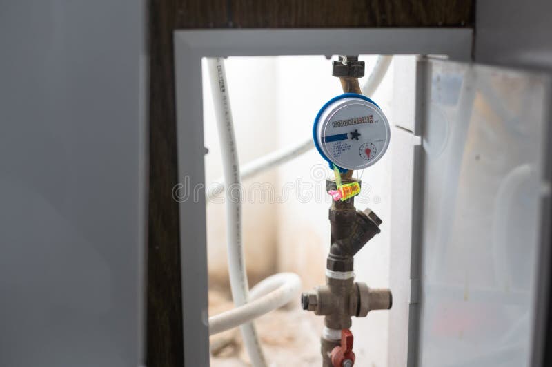 Water Meters Installed on the Pipe and Sealed. Stock Image - Image of ...