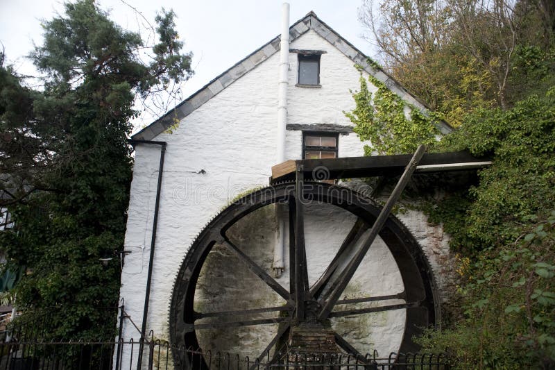Historic Water Powered Mill with an Overflow Wheel Stock Photo - Image ...