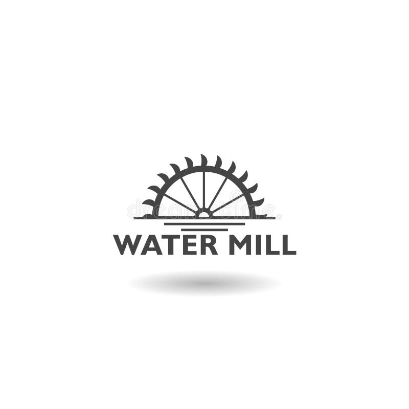 Water Mill Icon with Shadow Stock Illustration - Illustration of vecto ...