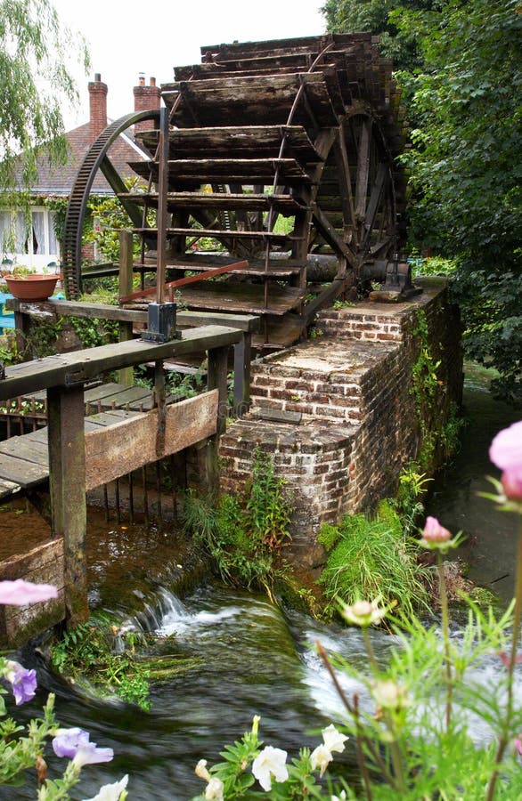 Garden with Water Mill Wheel Stock Photo - Image of flowing, mill: 122018