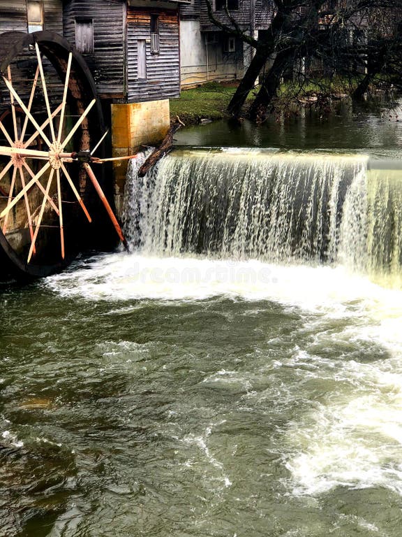 Water mill waterfall stock photo. Image of canal, reflection - 199339926