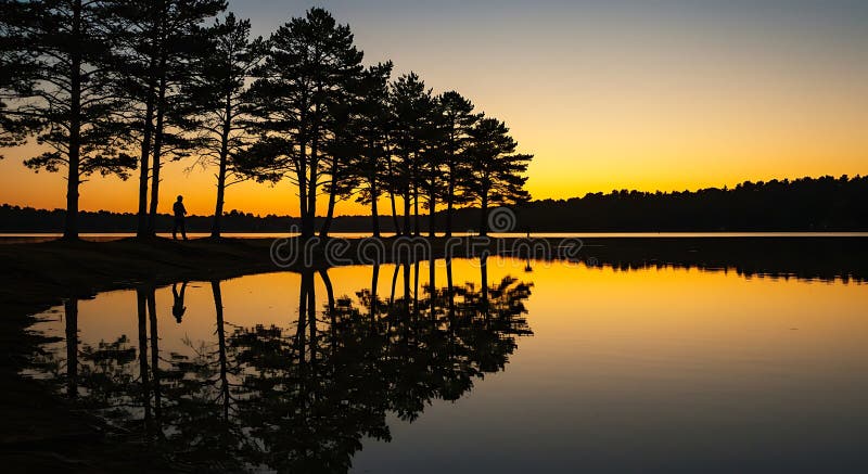 Sunset Waterscape: Digital Reflection Vision Stock Illustration ...