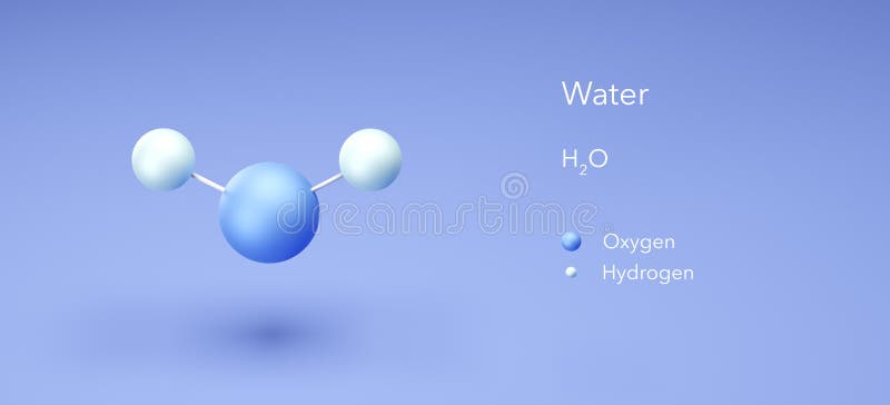 Water, Molecular Structures, 3d Rendering, Structural Chemical Formula ...