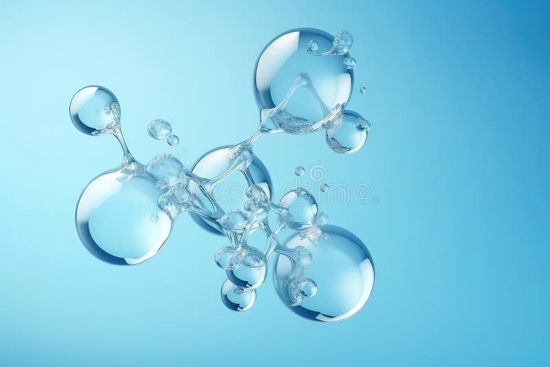 Water Molecule, Essence, and Bubble are Rendered on Watery Backdrop ...