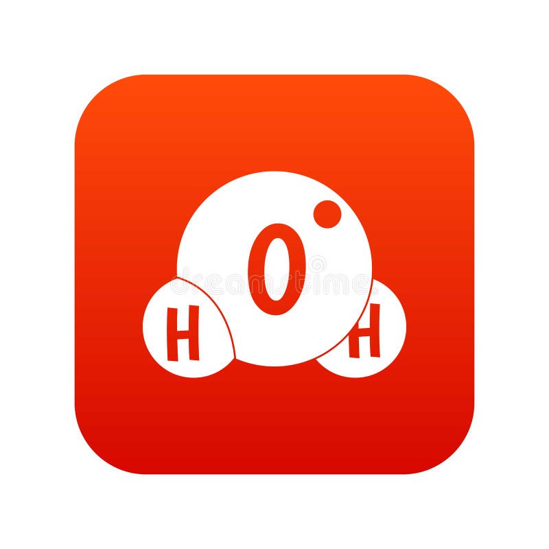 Water Molecule Icon Digital Red Stock Vector - Illustration of bright ...