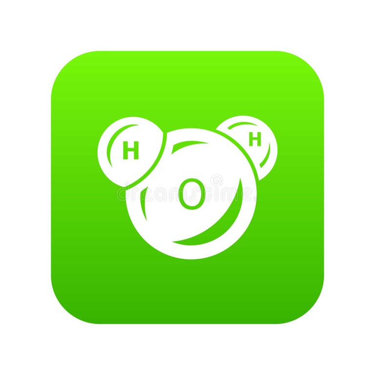 Water Molecule Icon Green Vector Stock Vector - Illustration of ...