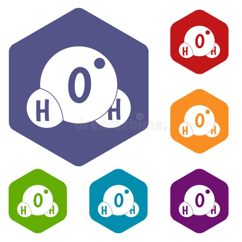 Water Molecule Icons Set Hexagon Stock Vector - Illustration of object ...