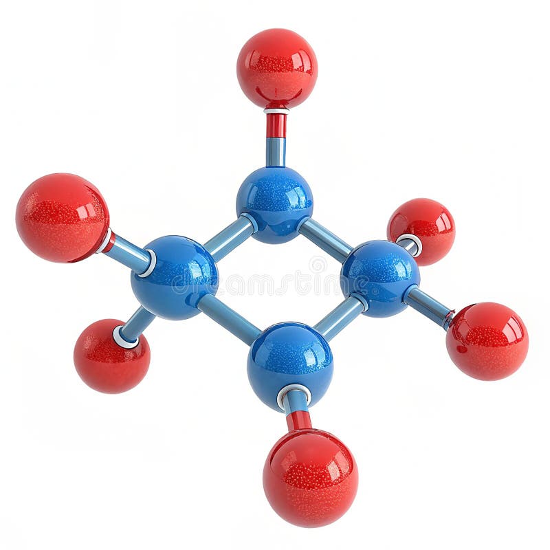 Water Molecule Model in Blue and Red Stock Illustration - Illustration ...