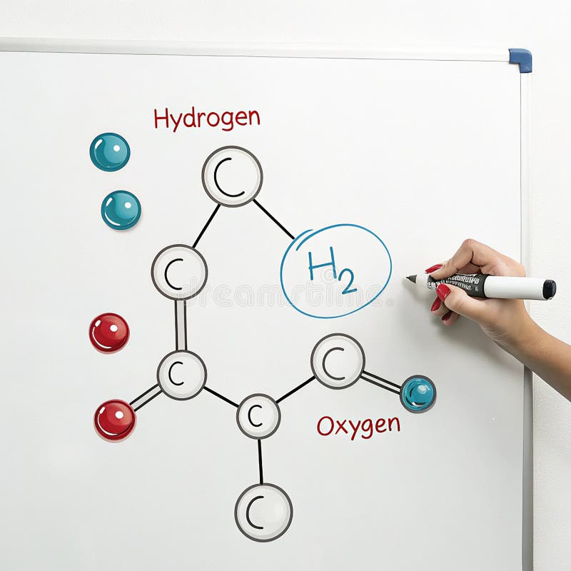 Water Molecule Structure Drawn on Whiteboard Stock Illustration ...