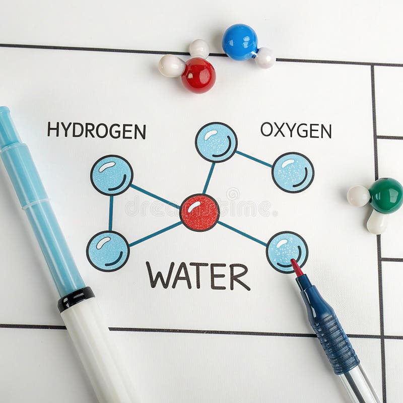 Water Molecule Structure Drawn on Whiteboard Stock Illustration ...
