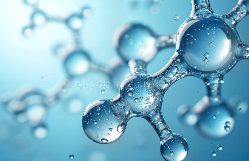 Water Molecule Structure in Transparent Spheres, Interconnected Lines ...