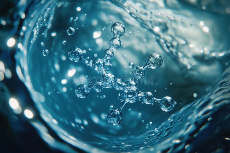 Water Molecule Structure in Vortex - Conceptual Science. Stock Image ...