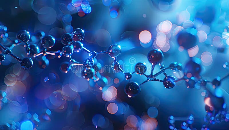 Water Molecules Floating in Blue Stock Illustration - Illustration of ...
