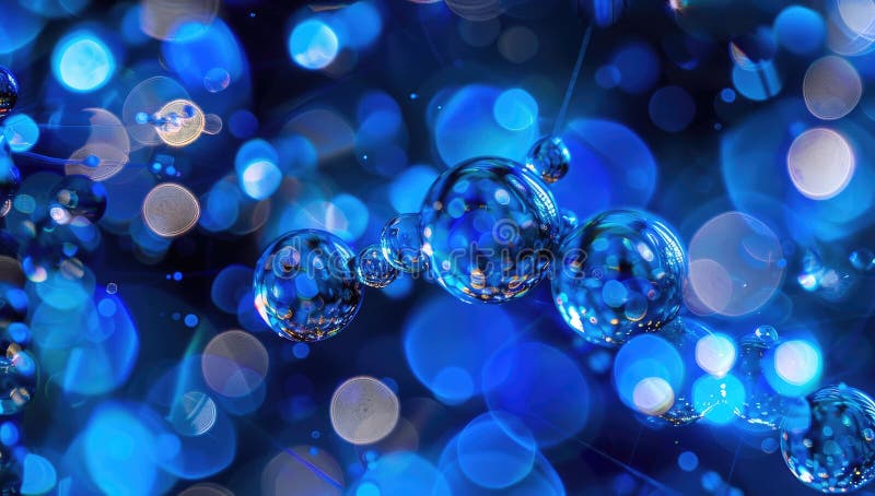 Water Molecules Floating in Blue Stock Image - Image of dark, detail ...