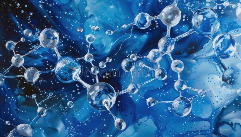 Water Molecules Floating in Blue Stock Image - Image of water, artistic ...