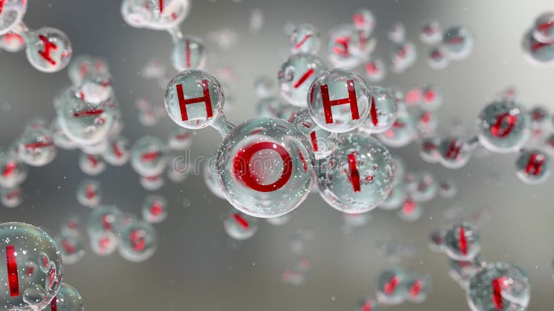 Water Molecules, Molecular Chemical Formula H2O, Odorless, Macro Liquid ...