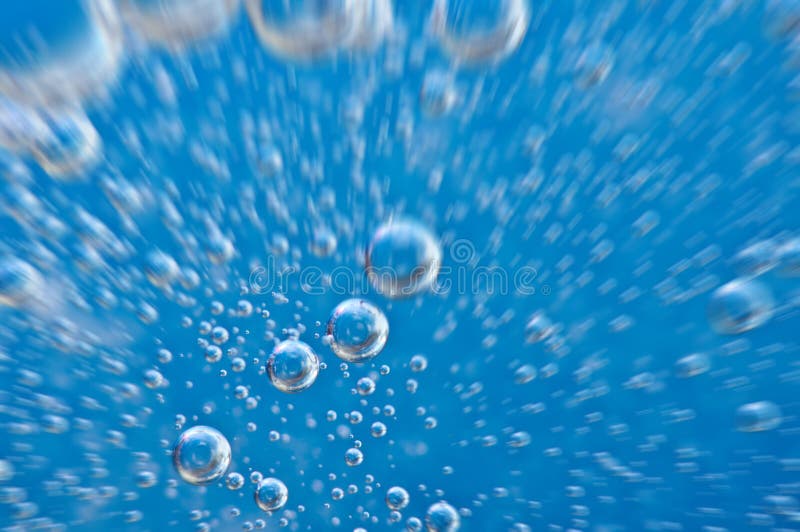 Water. Movement of Air Bubbles Blue Beautiful Abstract Underwater ...