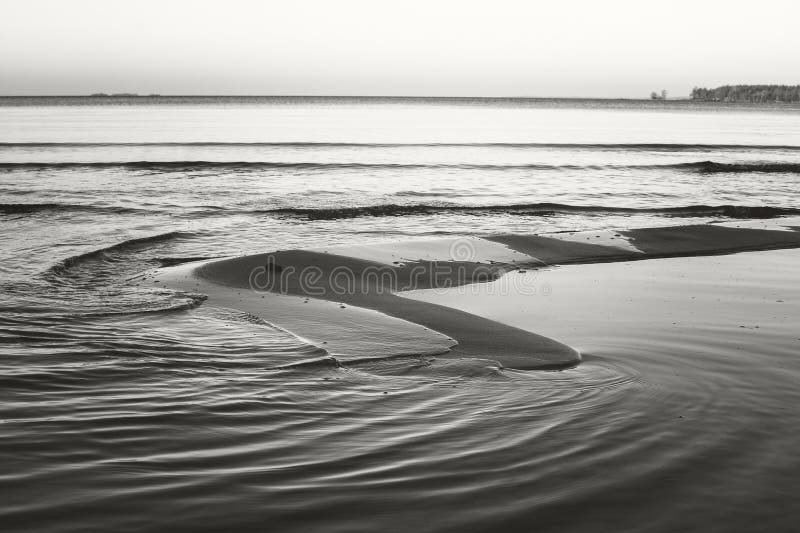 Water Moving on the Beach at Dawn Stock Photo - Image of pattern, beach ...