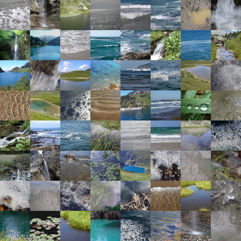 WATER in NATURE 64 PICTURES Stock Photo - Image of waves, mountain ...