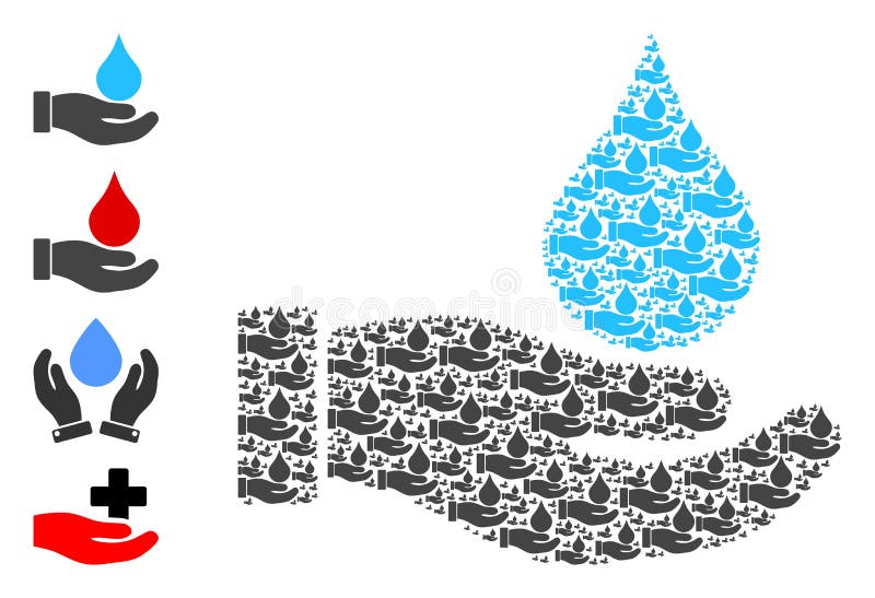 Water Offer Hand Fractal Mosaic of Self Icons Stock Vector ...