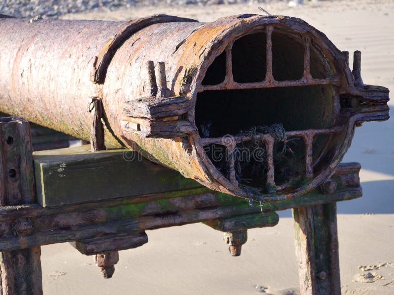 Water Overflow Outlet on Redcar Beach Stock Photo - Image of drain ...