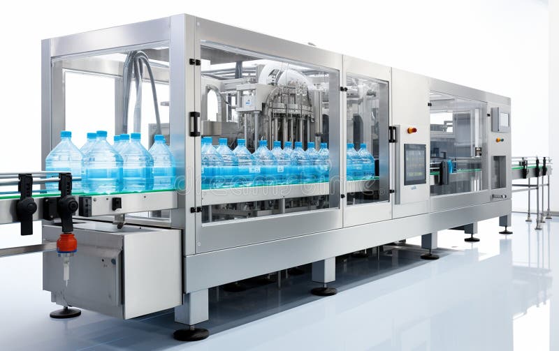 Water Packaging Machine Against White -Generative Ai Stock Illustration ...