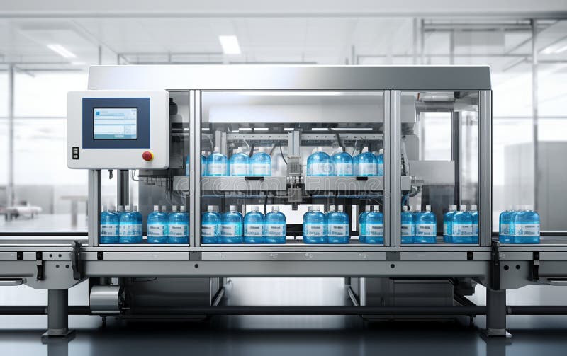 Water Packaging Machine White Background -Generative Ai Stock ...