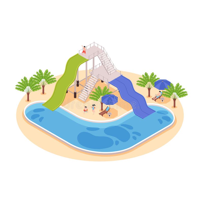 Water Park Isometric Composition Stock Illustration Illustration Of