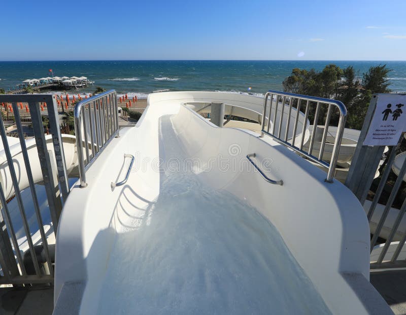 Water Park, Summer Water White Slides and Attractions in Resort Stock ...