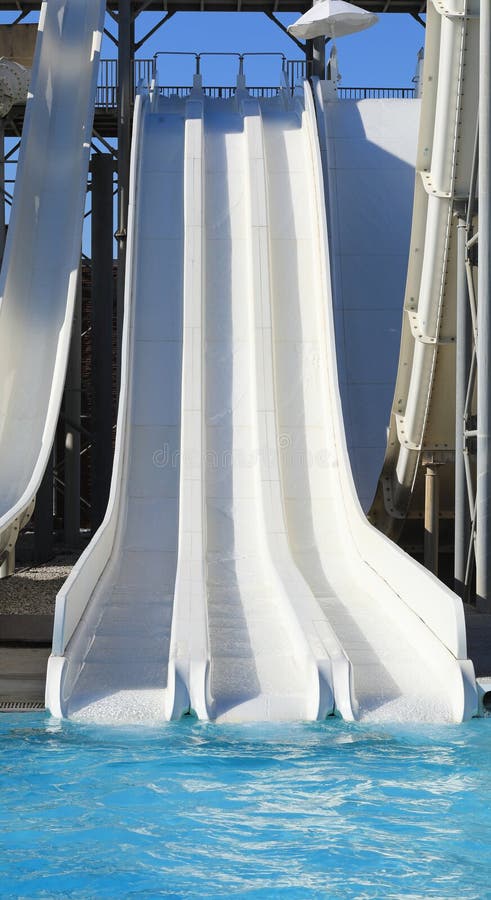 Water Park, Summer Water White Slides and Attractions in Resort Stock ...