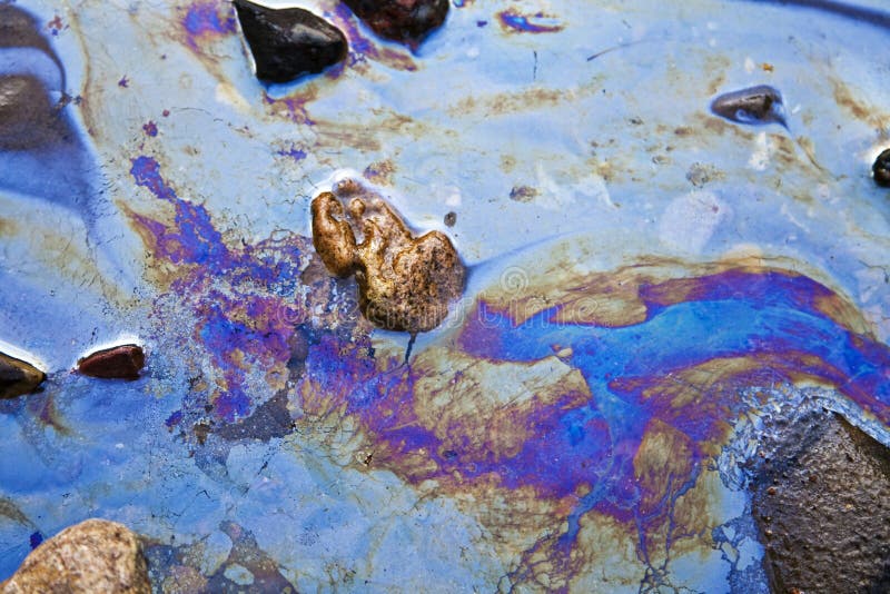 Water with Patches of Gasoline and Oil Stock Photo - Image of ...