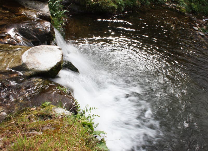 Water Path with Silk Effect. Small River Flowing from the Waterfall in ...