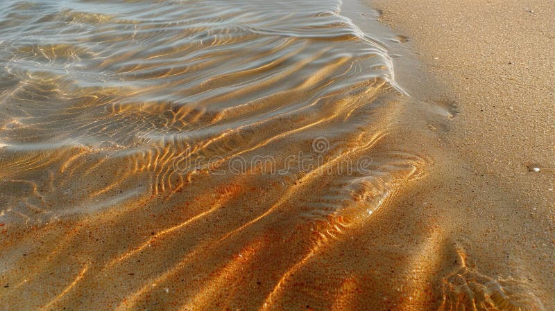 Water Patterns on a Sandy Shore Stock Photo - Image of sand, golden ...