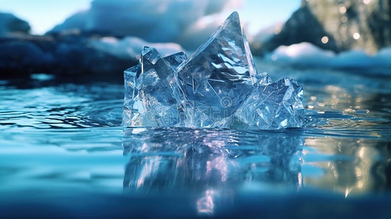 Water and a piece of ice stock illustration. Illustration of explore ...